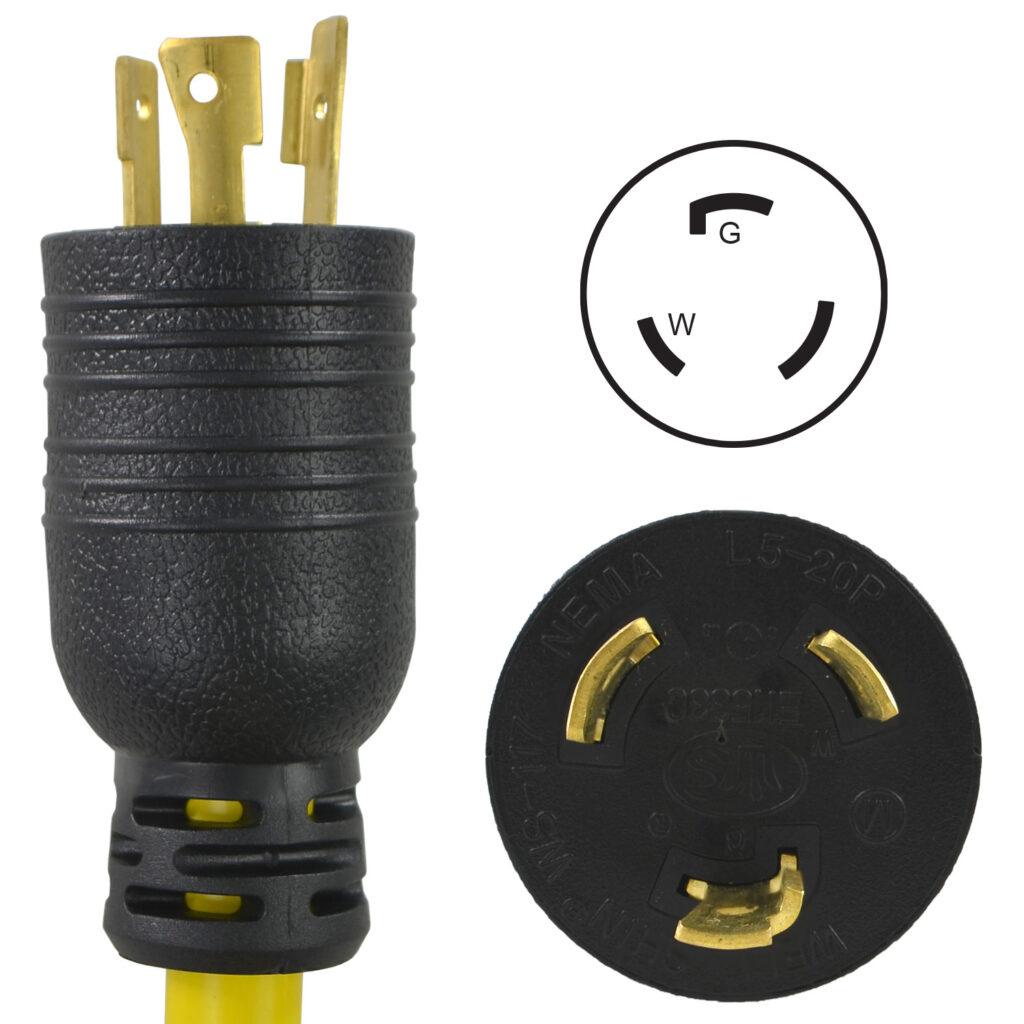 Conntek PL520520 L5-20P to 5-15/20R Generator Pigtail Adapter