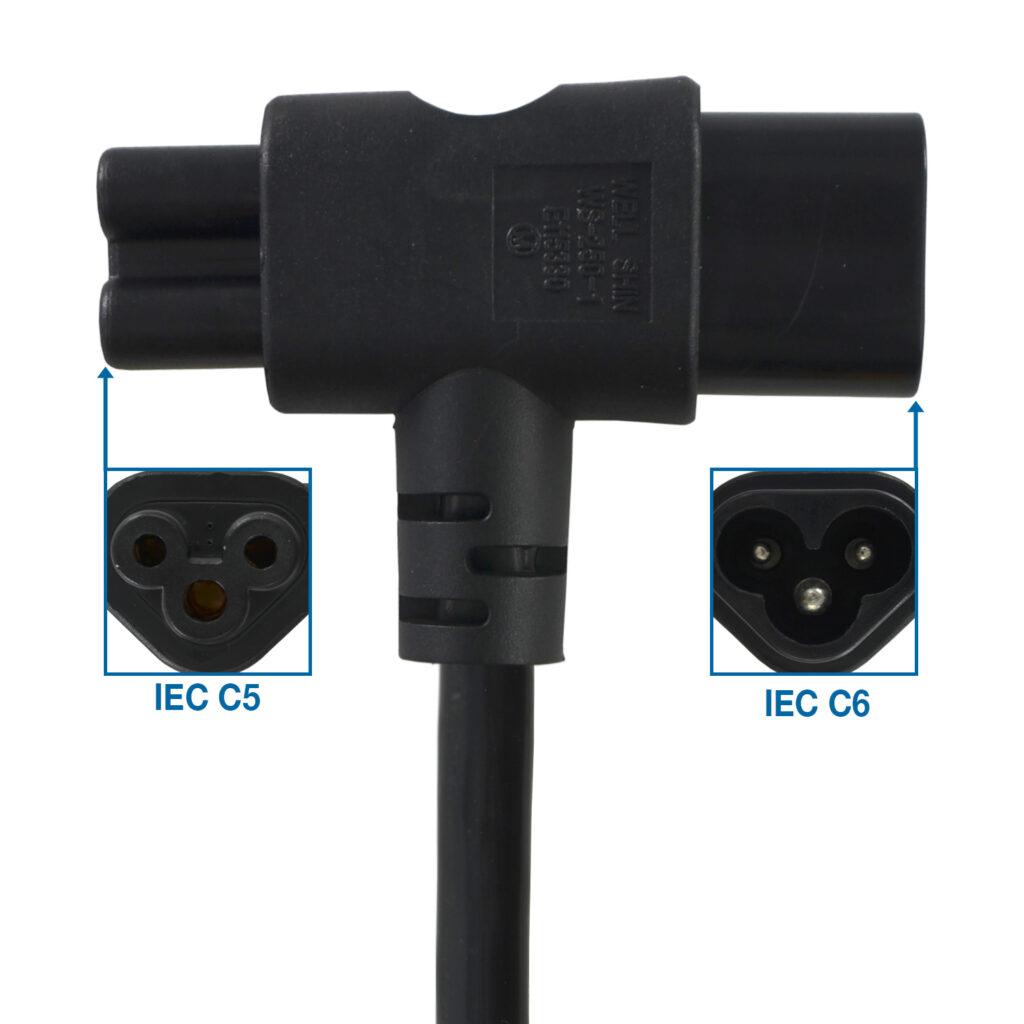 Conntek 01326 IEC 320 C6 to C5 & NEMA 5-15R Laptop Adapter