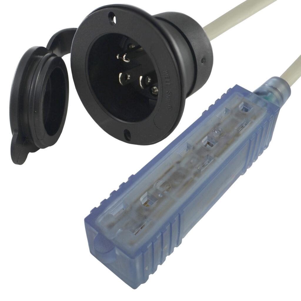 Power Inlet Socket With Tri-Outlet Power Strip